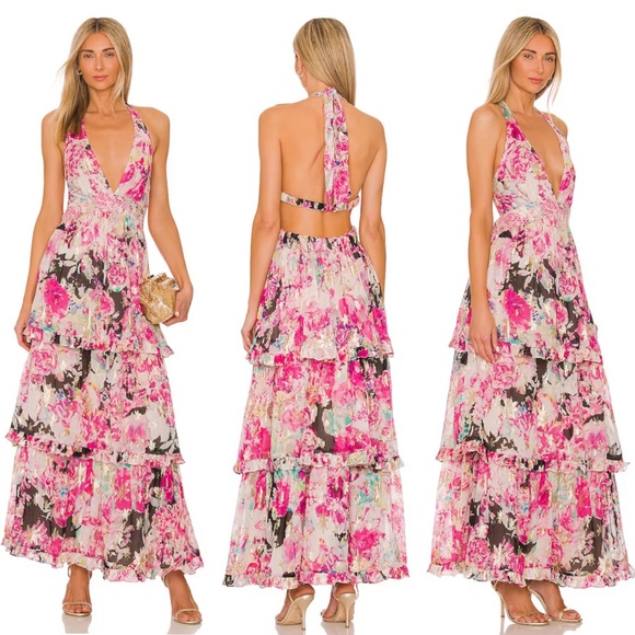 Rococo Sand | Dresses | Nwt Rococo Sand Tessa Long Dress In Black Pink ...